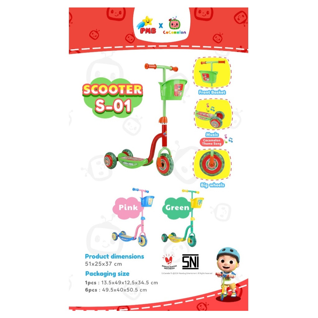 Jual SCOOTER ANAK PMB S01 COCOMELON SERIES OFFICIAL / OTOPED ANAK PMB S ...