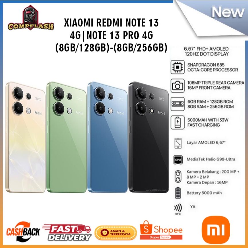 Jual XIAOMI REDMI NOTE 13 4G|NOTE 13 PRO 4G (8GB/128GB) (8GB/256GB ...