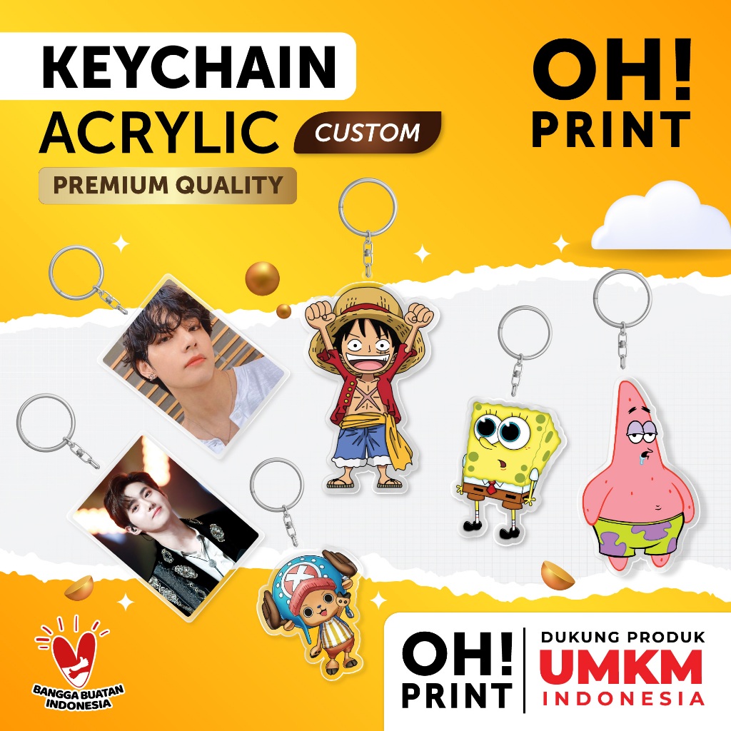 Jual Gantungan Kunci Custom Akrilik Keychain Acrylic UV Print Satuan | Shopee Indonesia
