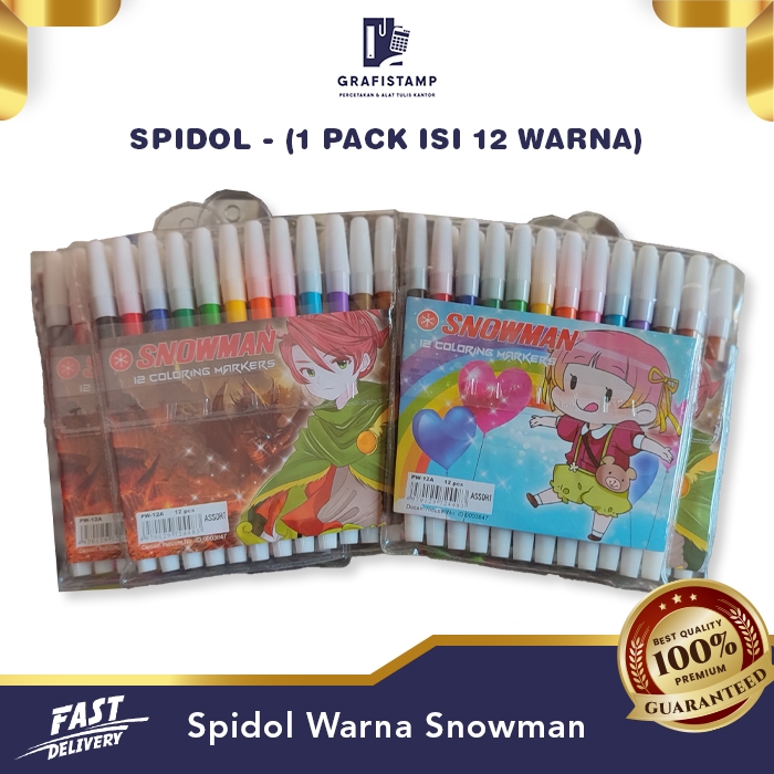Jual Spidol Snowman 12 Warna (Color Marker) - Pack | Shopee Indonesia