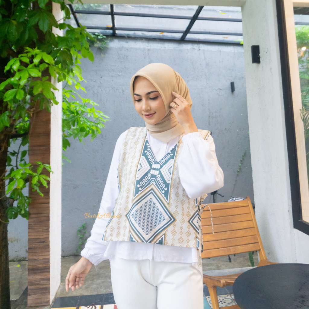 Jual VEST BATIK WANITA MODERN ETNIK ROMPI OUTER KATUN PREMIUM || VEST ...