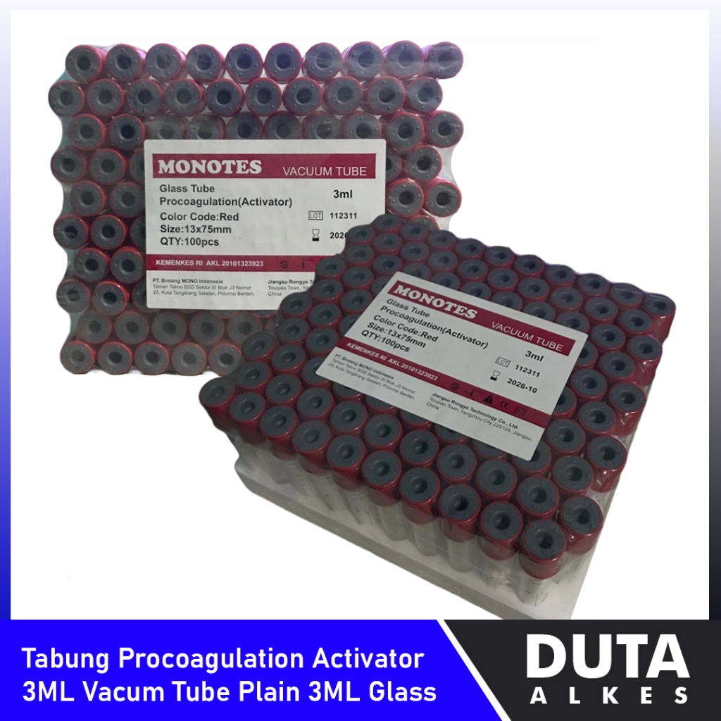 Jual Tabung Procoagulation Activator 3ML Vacum Tube Plain 3ML Glass ...