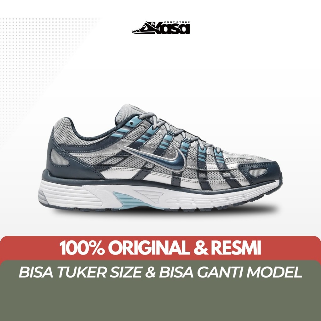 Jual Sepatu Sneakers Nike P-6000 Armory Navy Flat Silver White Metallic ...