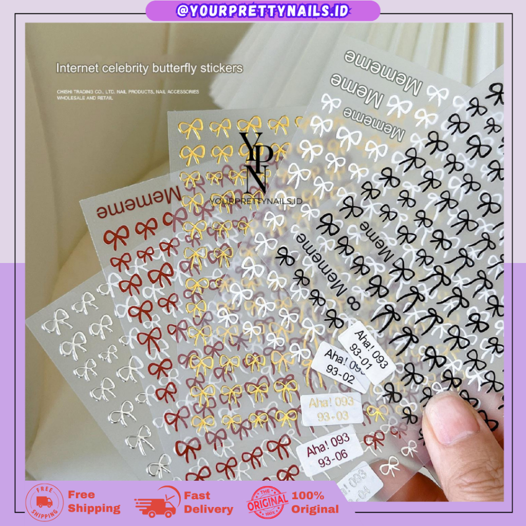 Jual STICKER 9301 / Stiker Kuku 3D Motif Pita Emboss Mix Berlian ...