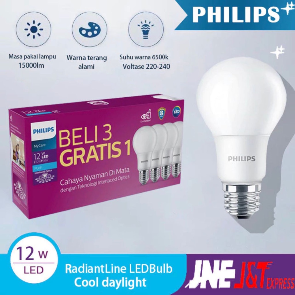 Jual Lampu Bohlam Philips Lampu LED Philips 12 Watt Multipack Lampu Led Rumah Led Bulb Putih 1 ...