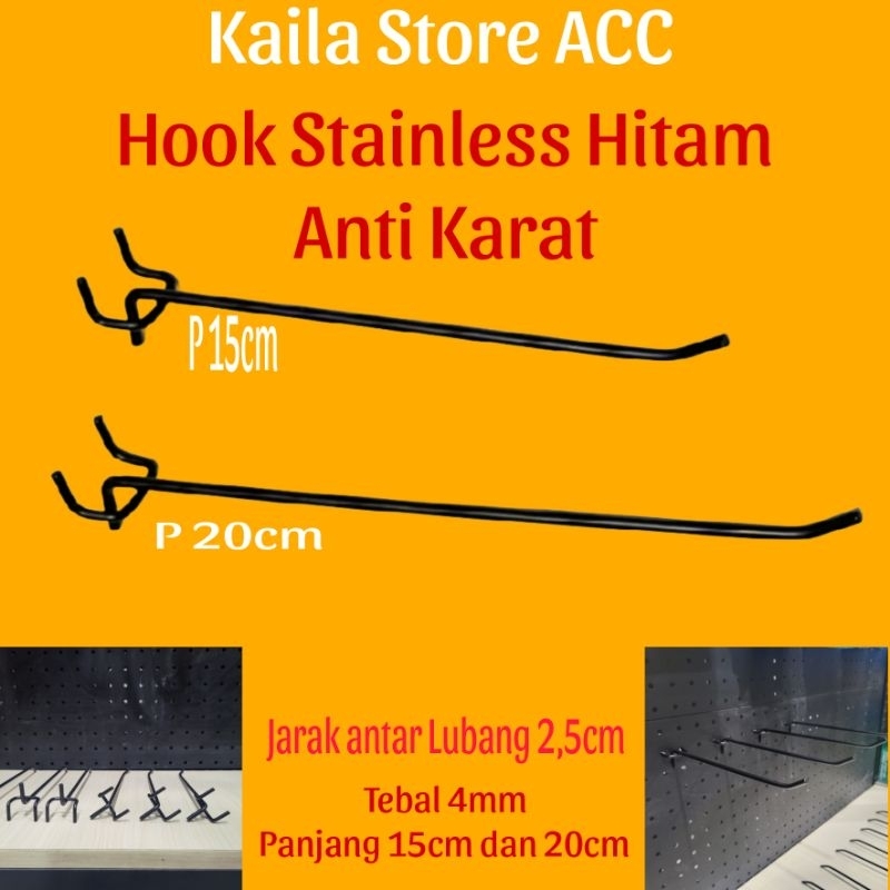 Jual Hook Stainless / Hook Stainless Hitam Anti Karat P 15cm dan 20cm ...