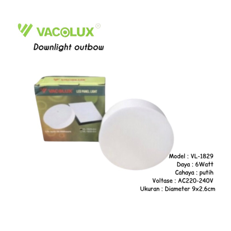 Jual Vacolux Lampu Downlight Outbow LED 6 Watt Bulat | Shopee Indonesia