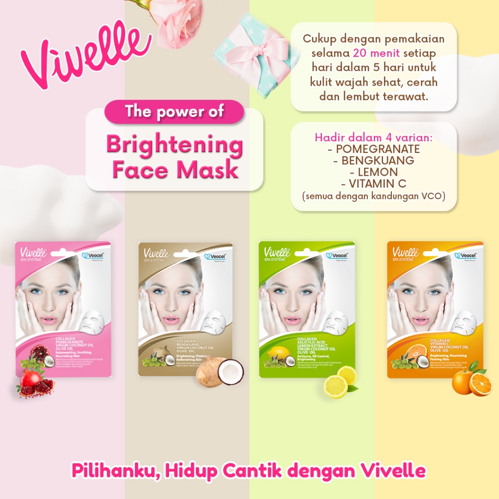 Jual Vivelle Facial Masker Wajah Veocel Sheet Mask Peel Off Hydrate (1 ...