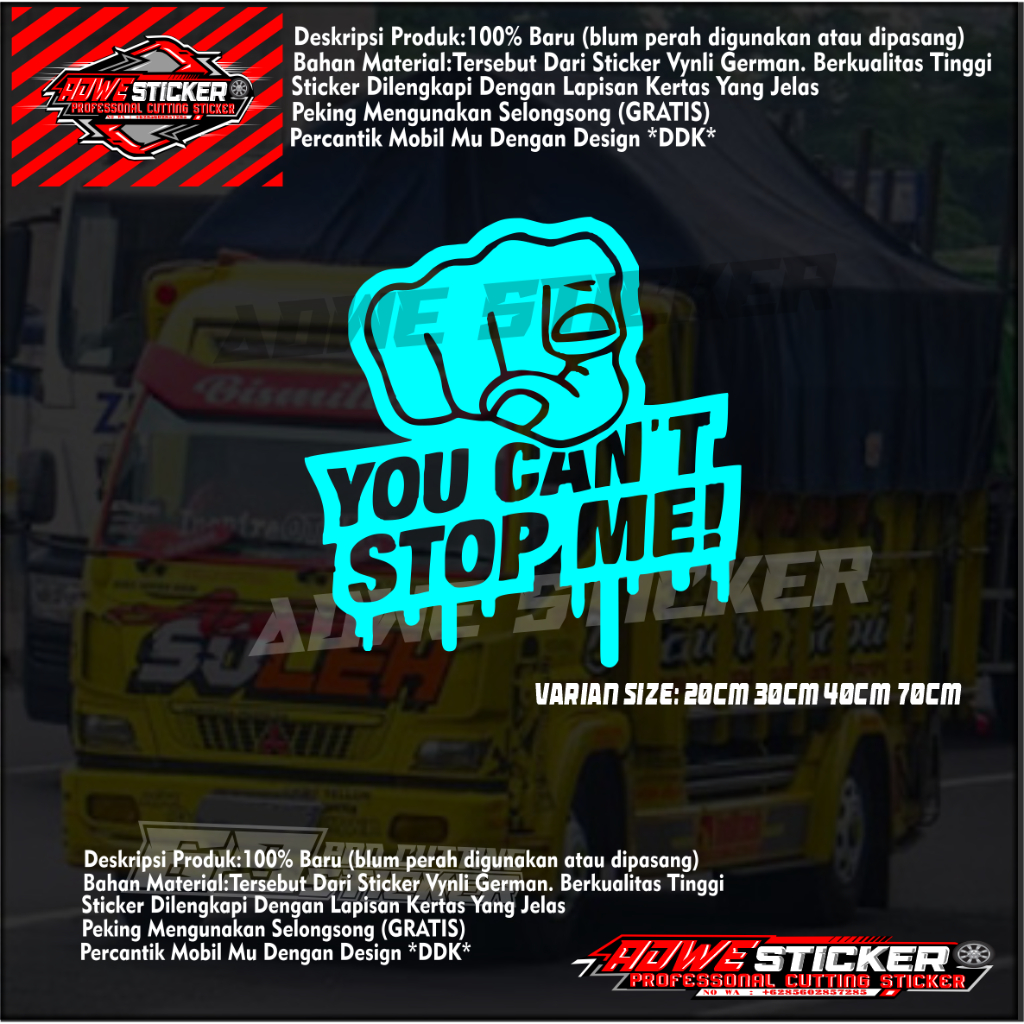 Jual Stiker you cant stop me! cutting variasi kaca mobil pickup truk ...