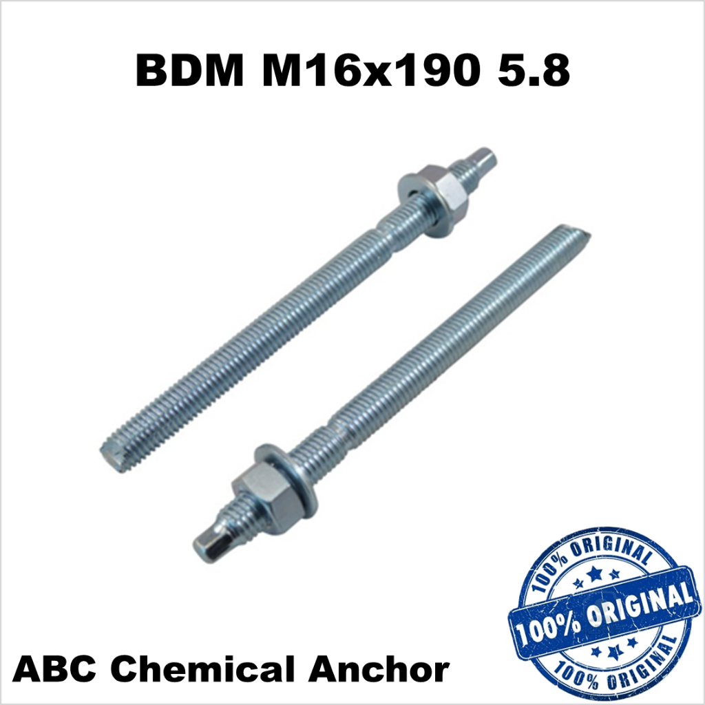 Jual Angkur BDM Stud Bolt M16x190 Grade 5.8 Chemical Angkur | Shopee ...