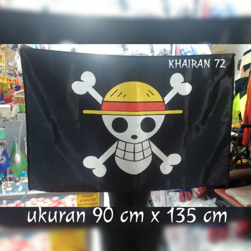 Jual bendera one piece ukuran 90 cm x 135 cm bahan satin | Shopee Indonesia