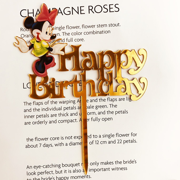 Jual Cake Topper Akrilik HBD Karakter Mickey dan Minie Mouse | Shopee ...