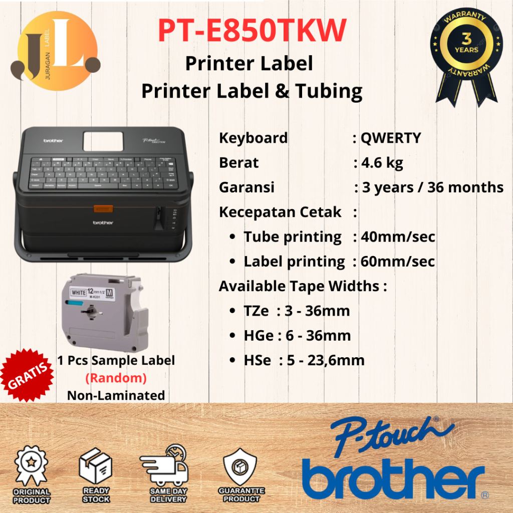 Jual Brother PT-E850TKW PTouch Label Barcode E850 Tube Tubing With Keyboard | Shopee Indonesia