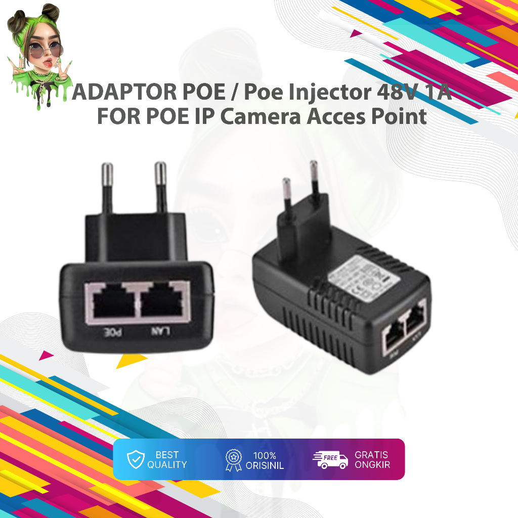 Jual ADAPTOR POE / Poe Injector 48V 1A FOR POE IP Camera Acces Point ...