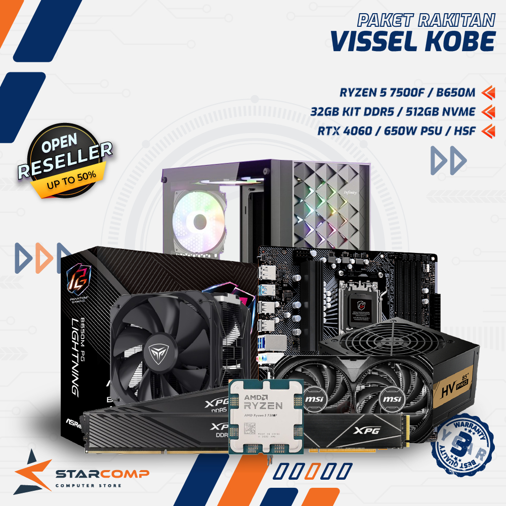 Jual PC RAKITAN RYZEN 5 7500F B650M 32GB Kit DDR5 512GB NVME RTX 4060 | Shopee Indonesia
