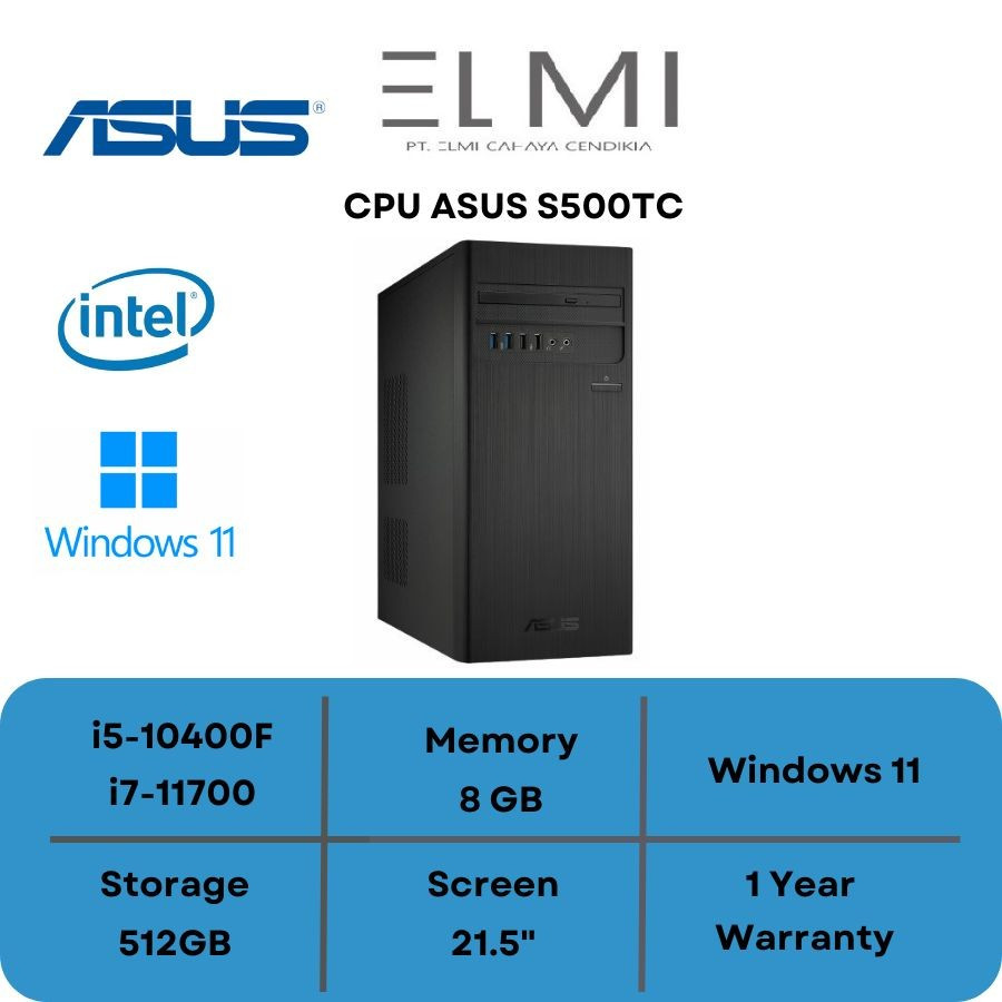 Jual CPU ASUS S500TC with i5-10400F/i7-11700 8GB 512GB GeForce-GT730 ...