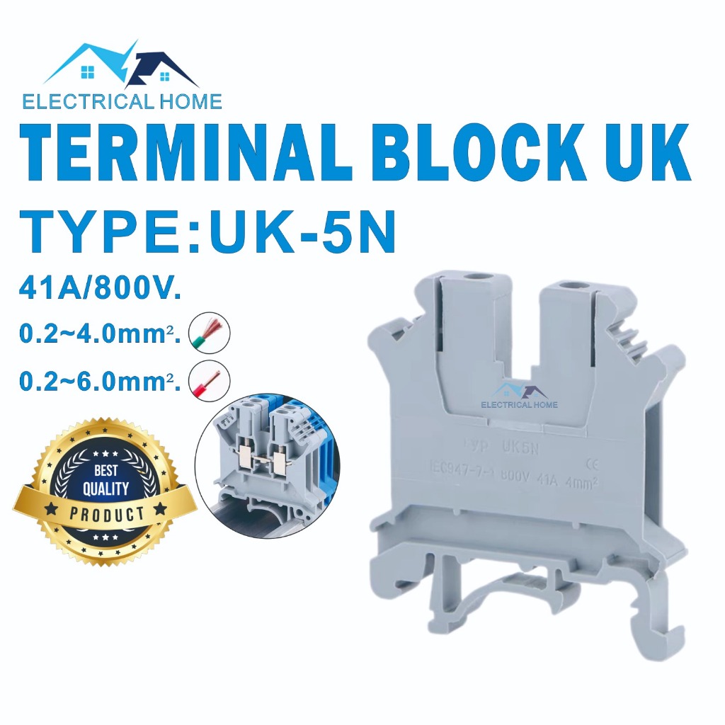 Jual Terminal Block Modular UK-5N (0.2~4mm) 800V Din Rail | Shopee Indonesia