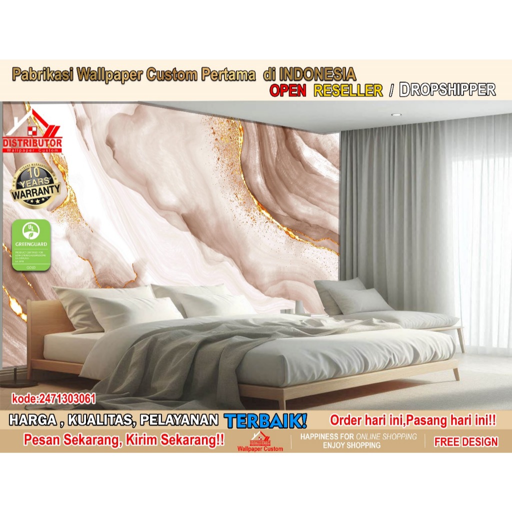 Jual Wallpaper Custom 3D Tema Marmer | Wallpaper Kamar Tidur ...