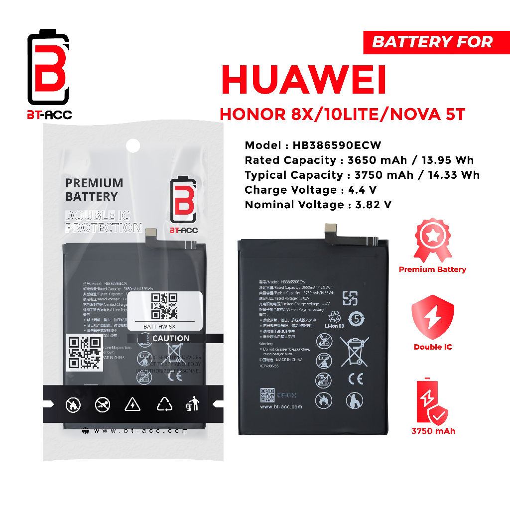 Jual BT-ACC HB386590ECW Baterai Batre Huawei Honor 8X/10 LITE/NOVA 5T | Shopee Indonesia