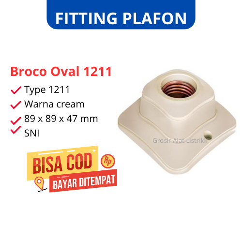 Jual Broco Fitting Plafon Oval Cream 1211 | Shopee Indonesia
