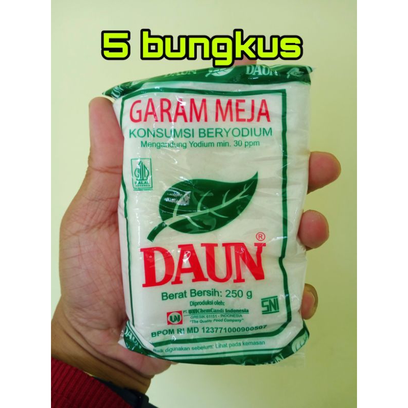 Jual (5 bungkus garam DAUN) GARAM MEJA cap DAUN 250 gram | Shopee Indonesia