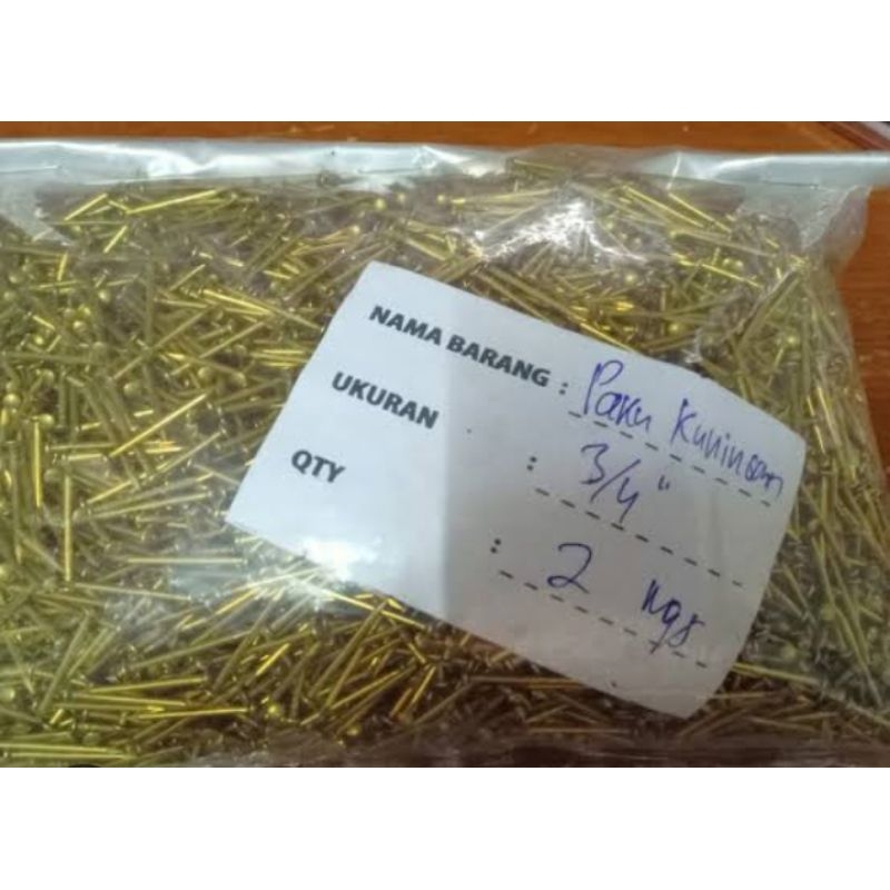 Jual paku kuningan ukuran 3/4 inch kepala bulat, paku kuningan ukuran ...