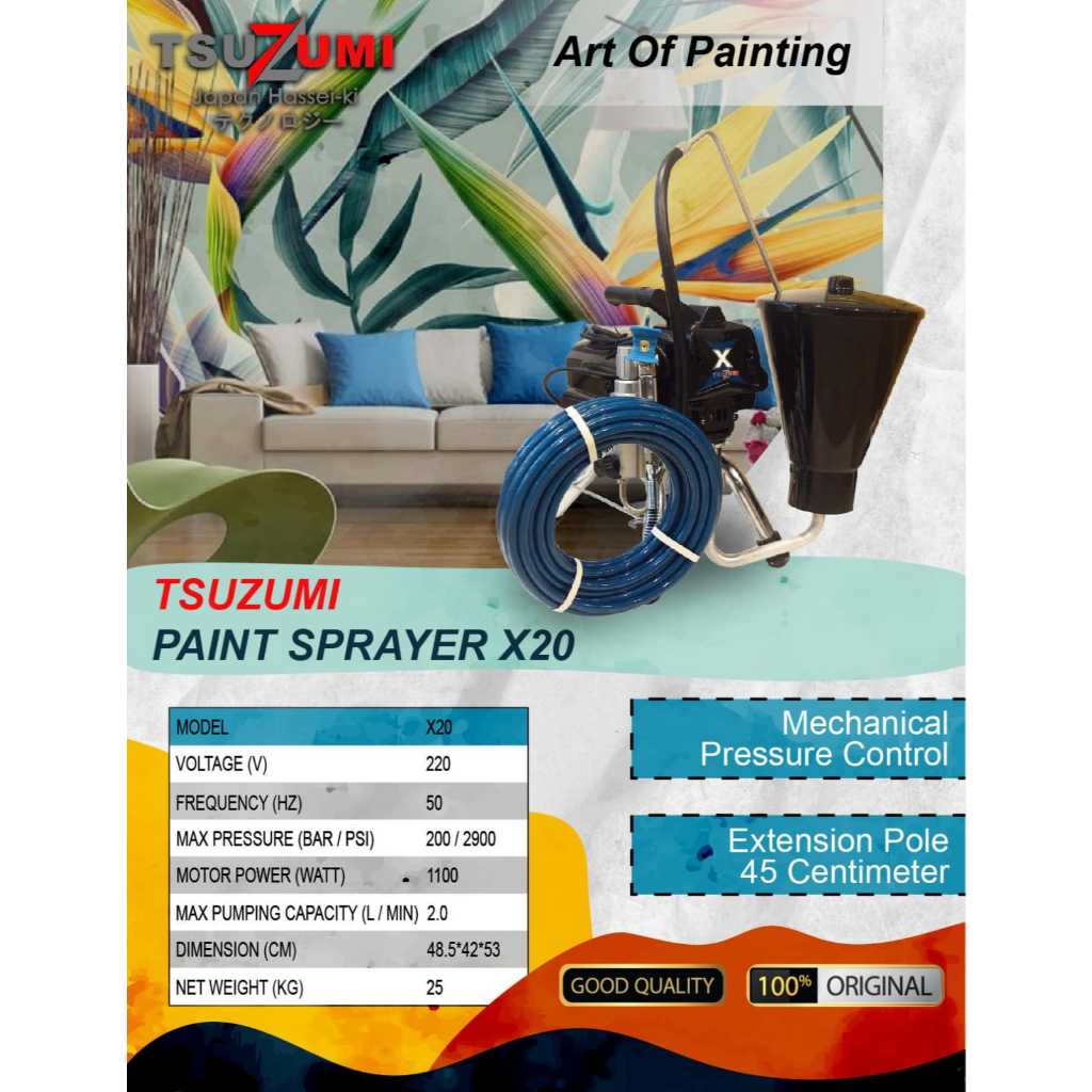 Jual Tsuzumi Airless Paint Sprayer X20 Japan Technology / Airless Paint ...