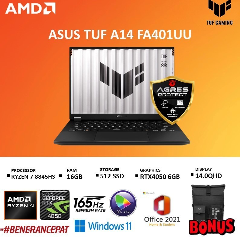 Jual ASUS TUF A14 FA401UU RYZEN 7 8845HS RTX4050 6GB/ RAM 16GB 512GB ...