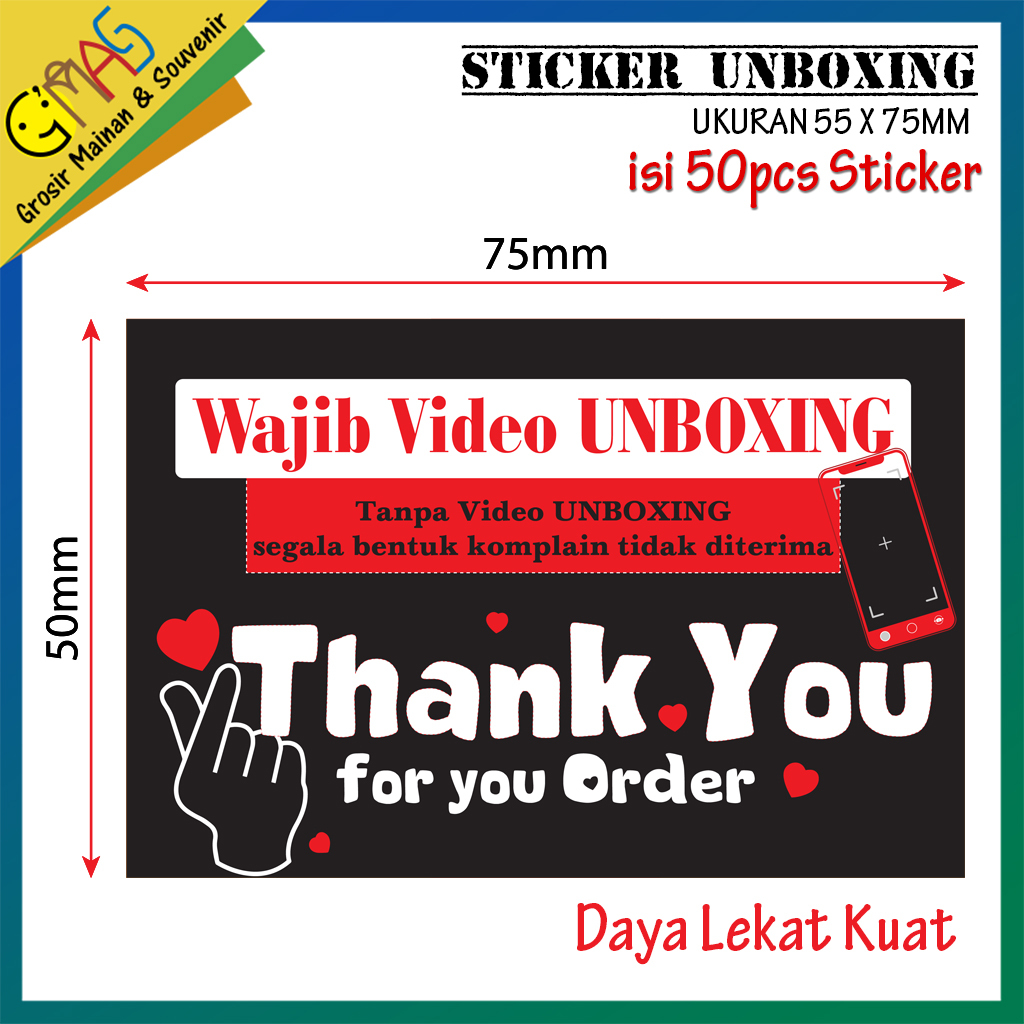 Jual sticker unboxing stiker pengiriman daya lekat bagus ukuran 5x7,5cm ...