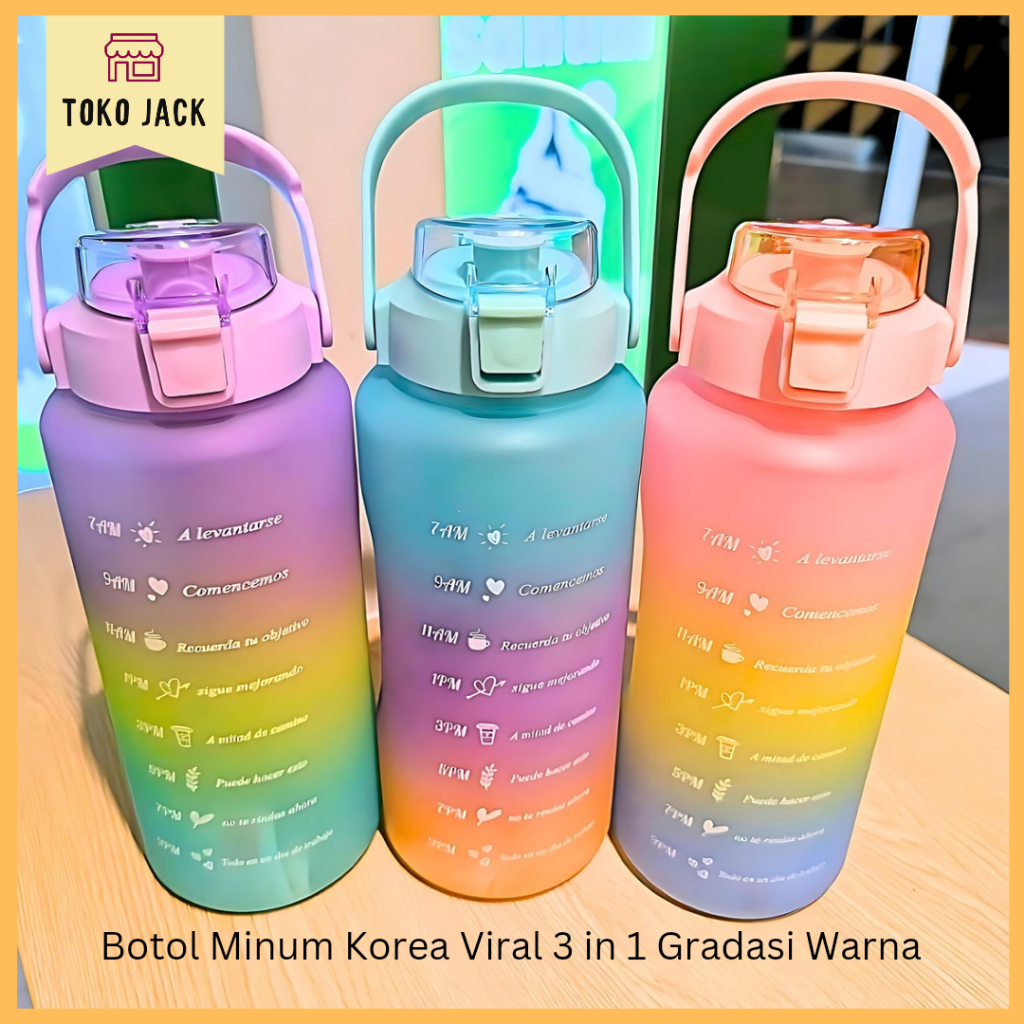 Jual BOTOL MINUM BERANAK 3IN1 GRADASI PELANGI VIRAL 3IN1 2L+1L+300ML ...