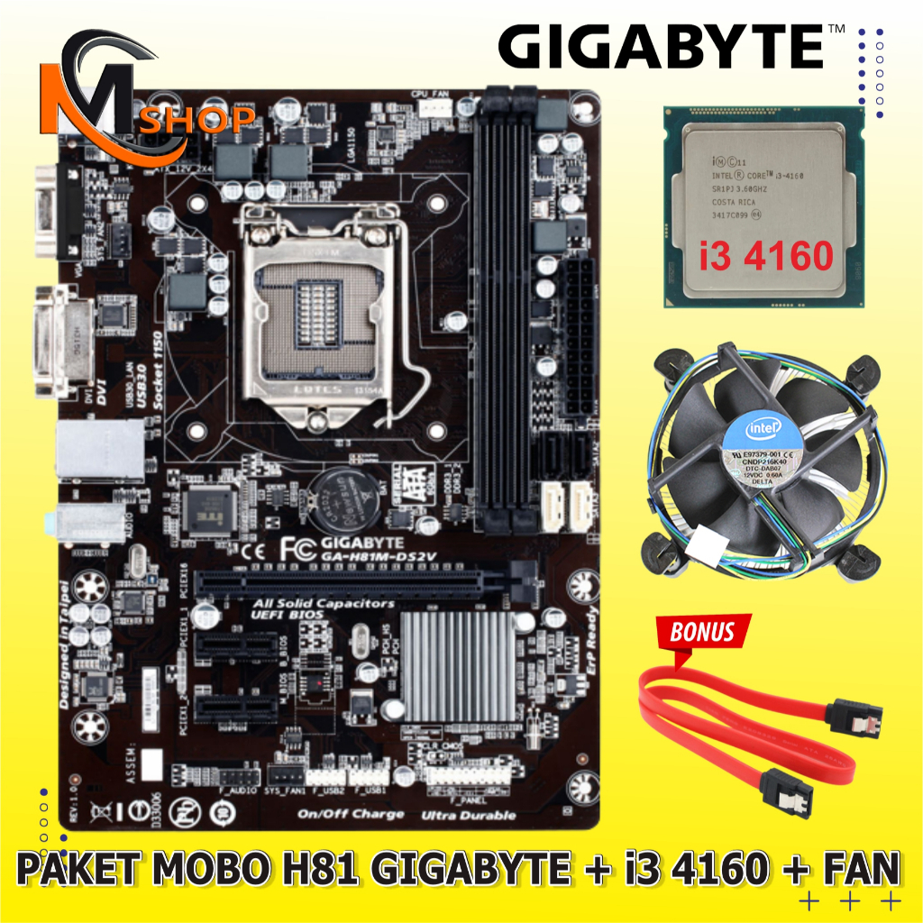 Jual Paket Mainboard Mobo Intel H81 LGA 1150 DDR3 + Processor Core i3 ...