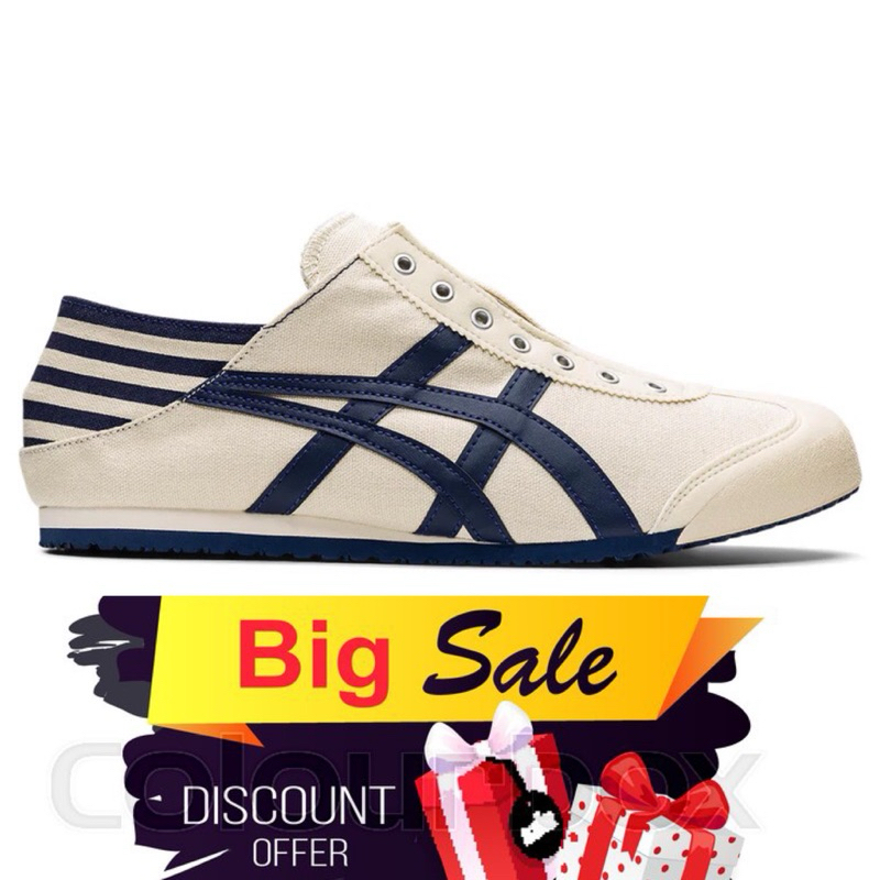 Jual Sepatu Onitsuka Tiger ORIGINAL Mexico 66 Slip On cream navy dan varian warna | Shopee Indonesia