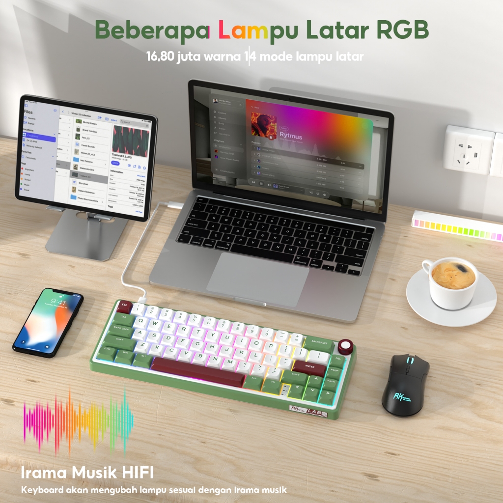 Jual Royal Kludge RK R65 Green 66 key Wired Gaming Keyboard | Shopee Indonesia