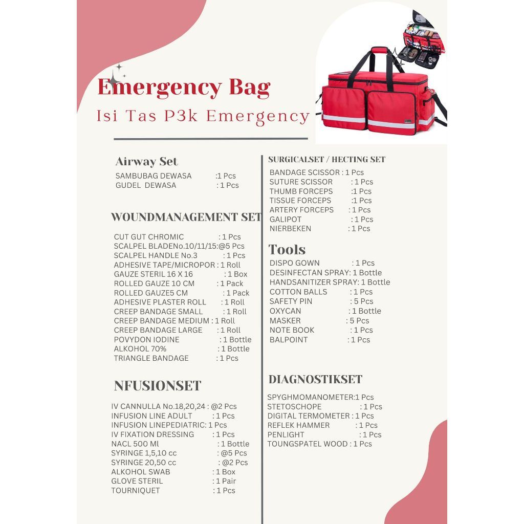 Jual Tas Emergency Kit Besar Selempang Lengkap Isi Tas PMI Jumbo Tas ...