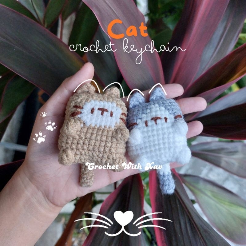 Jual [PO] Tofu Cat Crochet Keychain / Cat Crochet Keychain / Kitty ...