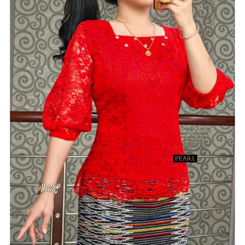 Jual Blus kebaya brokat model tangan balon terbaru,blus brokat model ...