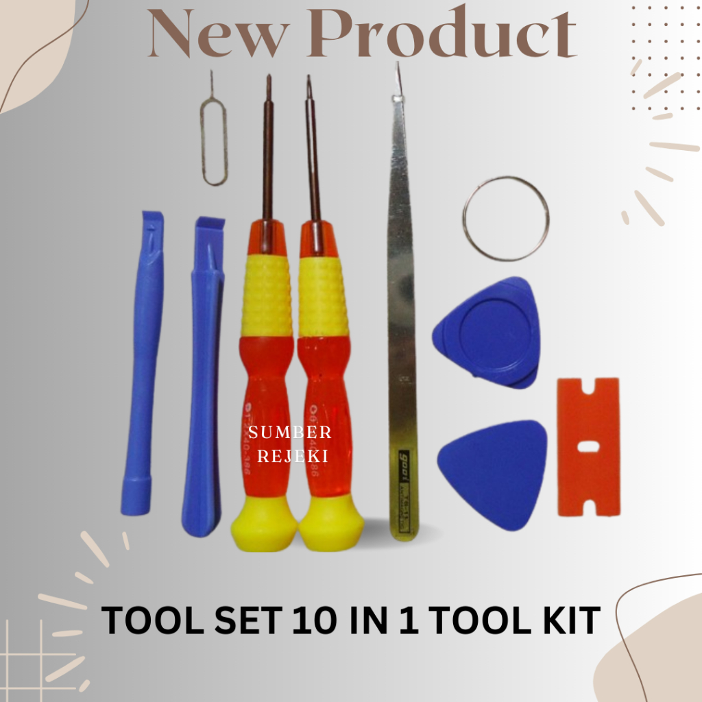 Jual TOOL SET 10 IN 1 TOOL KIT OBENG LENGKAP PEMBUKA HP LCD BACKDOR ...