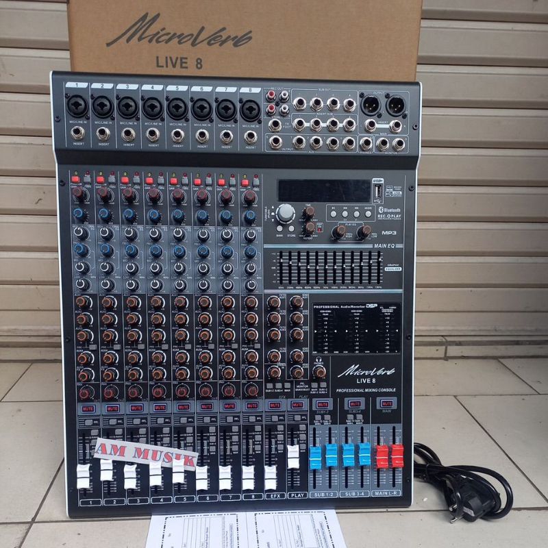 Jual MIXER AUDIO 8 CHANNEL COMPRESSOR MICROVERB LIVE 8 BLUETOOTH USB ...