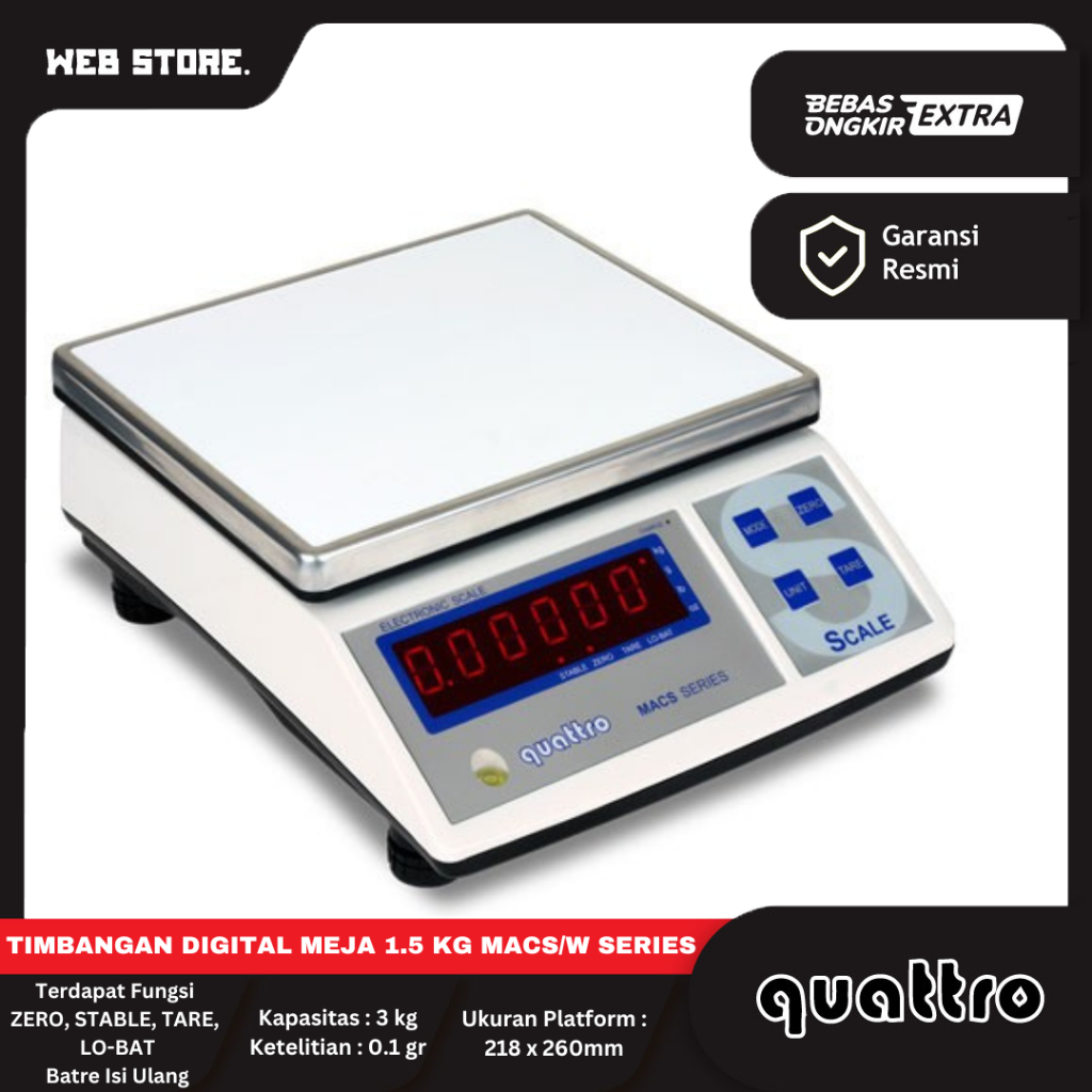 Jual Timbangan Digital Scale Meja 30kg 30 kg Quattro MACS W / Series ...