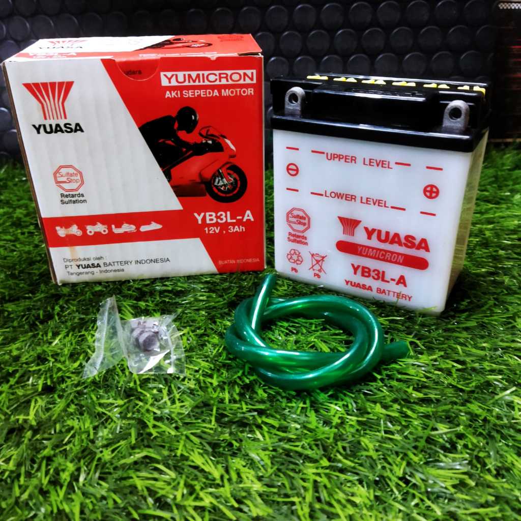 Jual AKI RX KING 12 VOLT BATRAI RX KING NINJA SATRIA KONVENSIONAL BASAH YUASA YB3L-A | Shopee ...