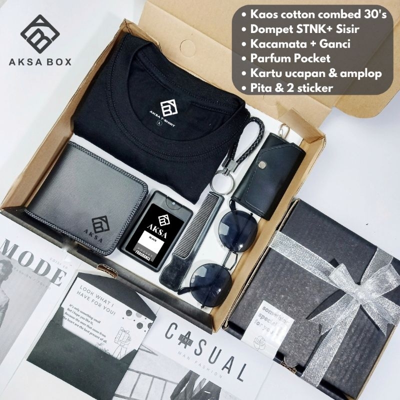 Jual Aksabox Hampers Kado Cowok Kaos Cotton Combed 30s Gift Box ...
