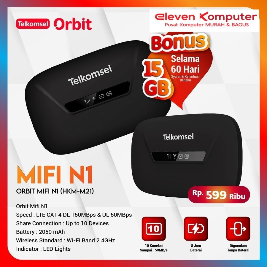 Jual Modem Orbit Mifi N1 Portable Modem Mifi Wifi HKM M21 4G High Speed ...