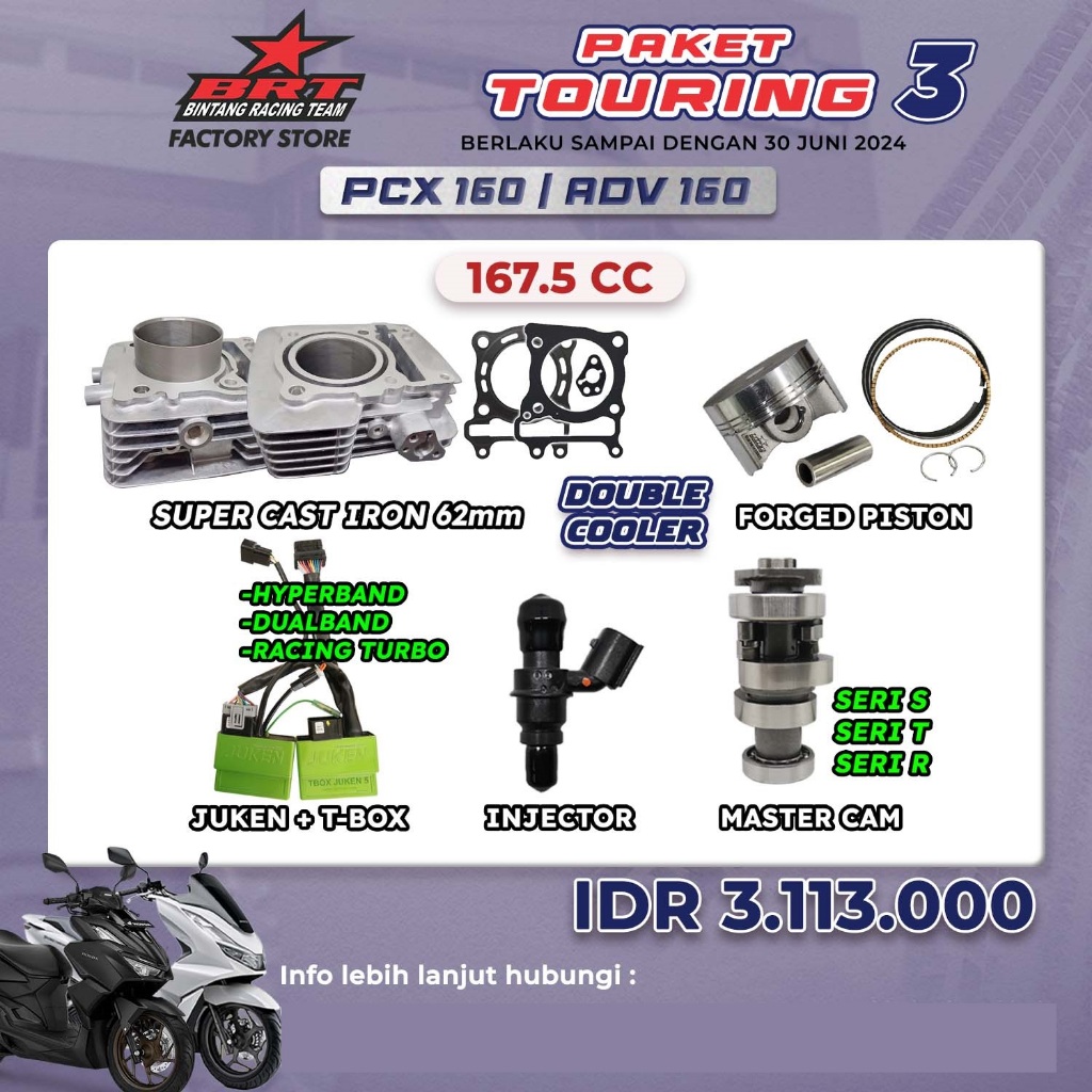 Jual PAKET TOURING 3 PCX 160/ADV 160 BRT BINTANG RACING TEAM – BLOK PISTON ECU JUKEN INJECTOR ...
