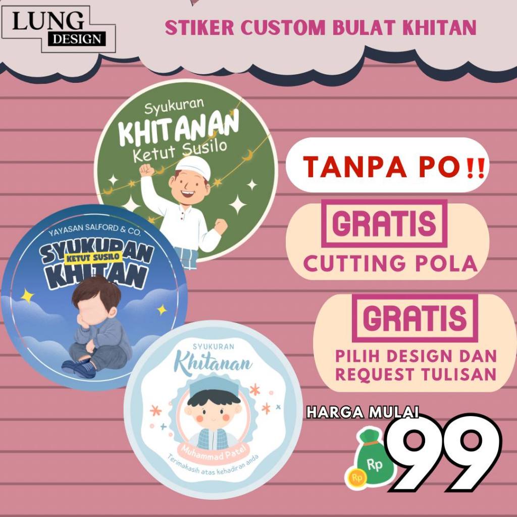 Jual [HARGA 1 PACK] CETAK STIKER BULAT KHITAN CUSTOM / STICKER LOGO ...