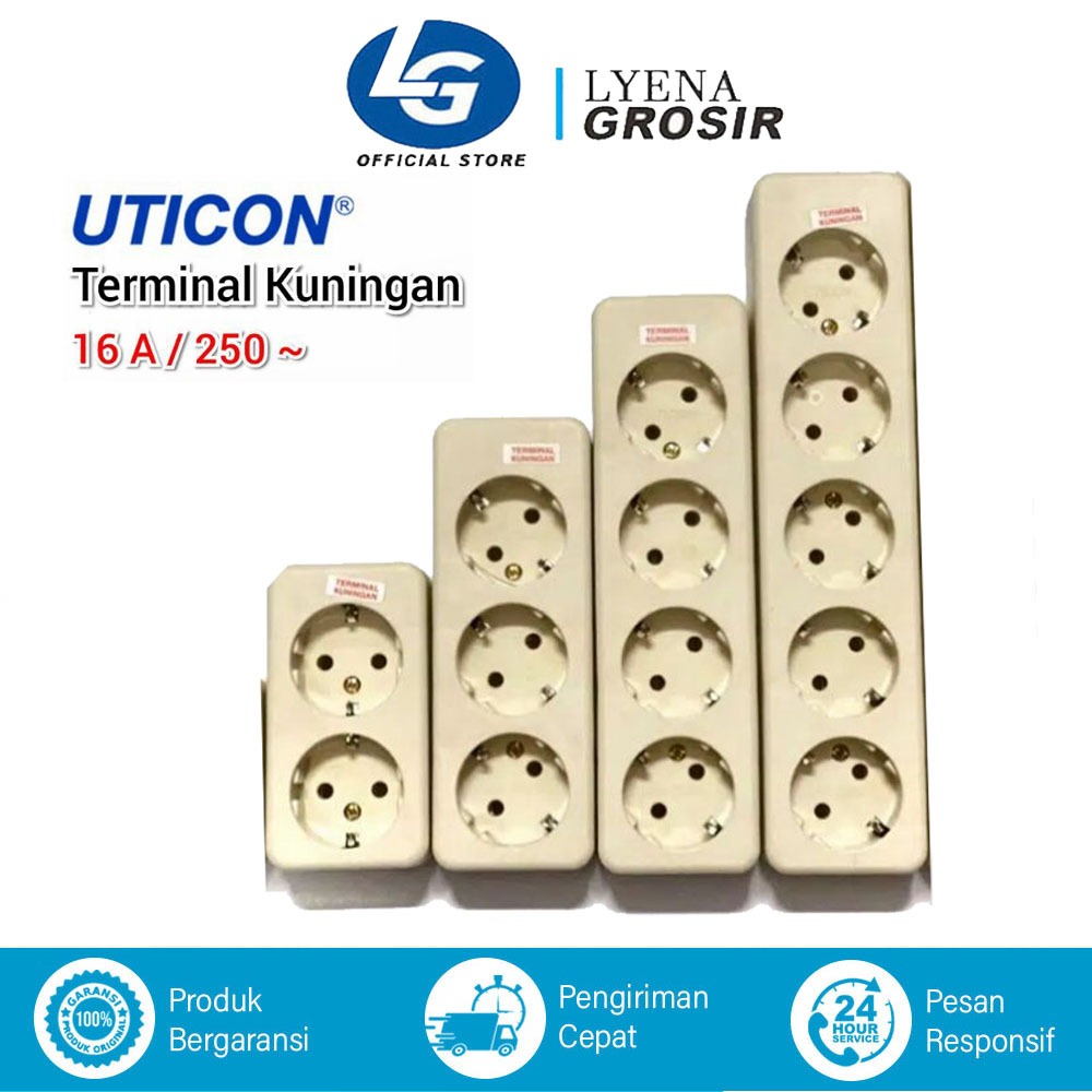 Jual Stop Kontak UTICON 2 3 4 5 Lubang / Terminal Kuningan / Colokan ...