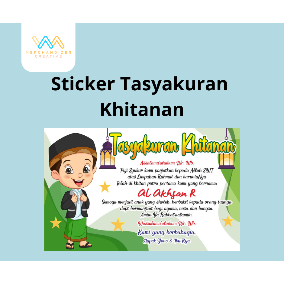 Jual Cetak Sticker Tasyakuran Khitanan ukuran 10,5 x 14,8 (A6) - READY ...