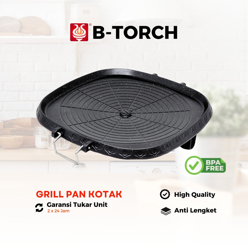 Jual B-TORCH Grill Pan Bulgogi Pan Segi 4 Alat Pemanggang BBQ Ukuran ...