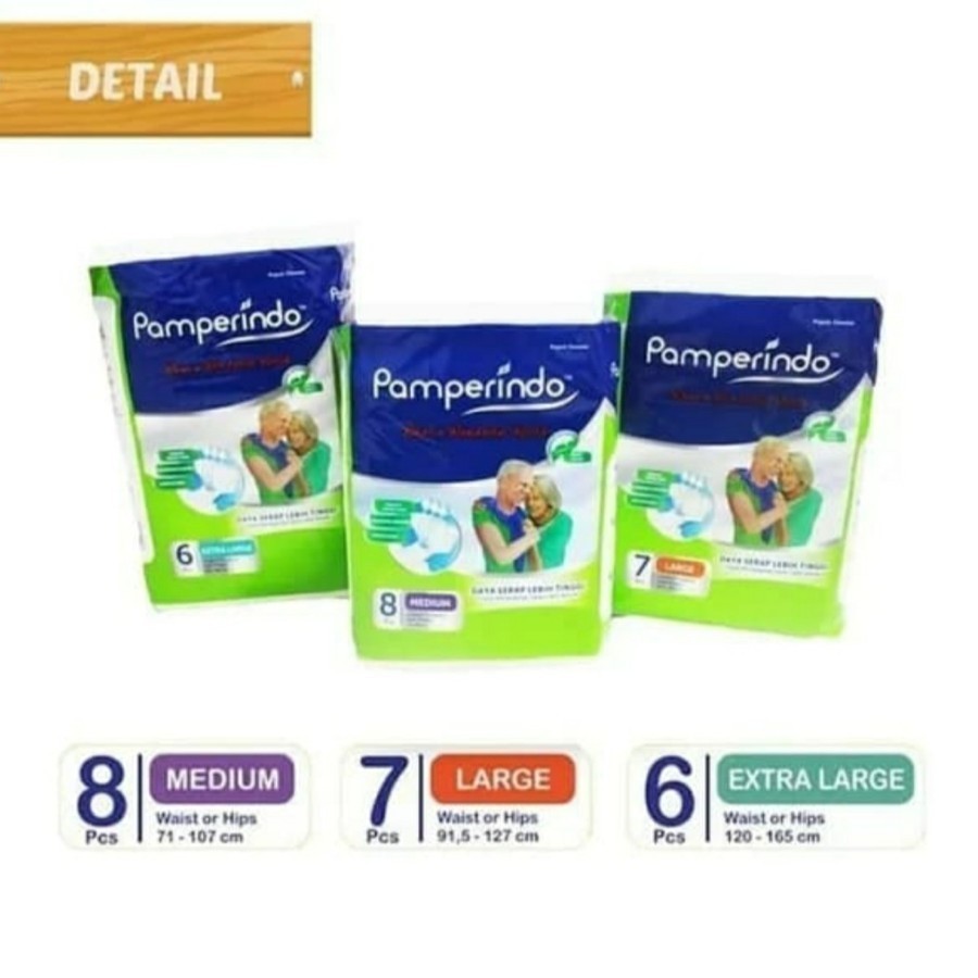 Jual Pamperindo Adult Diaper / Popok Dewasa Perekat M8, L7 dan XL6 ...