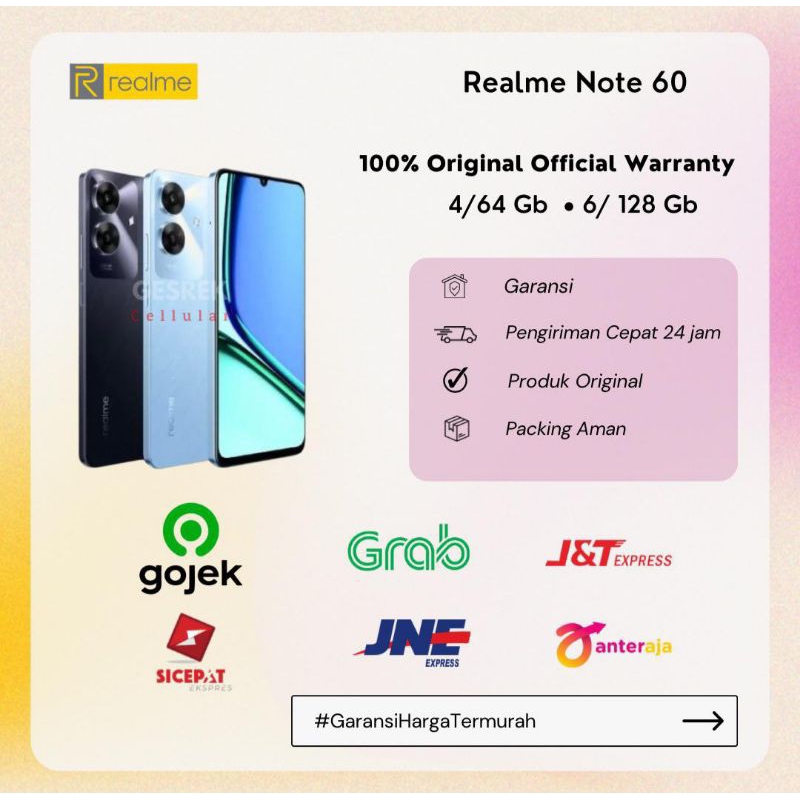 Jual Realme Note 60 Note 60x 4/64GB 4/128GB 6/128GB - Garansi RESMI ...