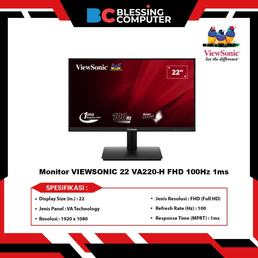 Jual Monitor VIEWSONIC 22 VA220-H FHD 100Hz 1ms | Shopee Indonesia